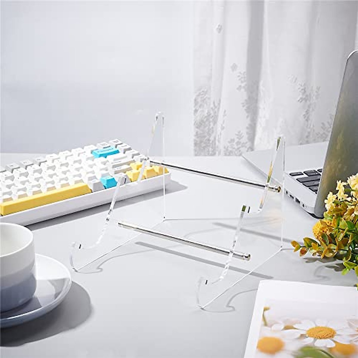 CRASPIRE Acrylic Keyboard Display Stand Holder 2-Tier Mechanical Computer Keyboard Stand Shelf for Desk Transparent Acrylic Stand Keyboards Storage Holder Tray for Computer Tablet Picture Frame