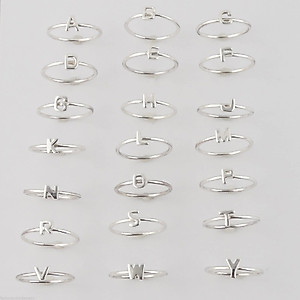 FashionJunkie4Life Sterling Silver Letter P Ring, Sizes 5-10, Initials Words Stacking Bands (5)