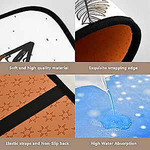 Oyihfvs Boho Ethnic Arrow and Beautiful Feathers Dream Cather 4 Pcs Shower Curtain with Matching Doormat Sets, Bath Curtain with Rugs(Bath Mat, U Shape Mat, Toilet Lid Cover Mat) with Hooks