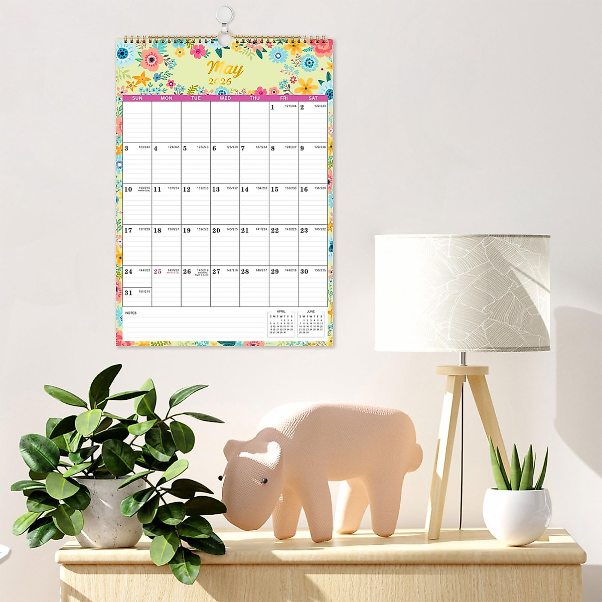 2023-2024 Wall Calendar - 18 Monthly Wall Calendar with Thick Paper, July 2023 - Dec 2024, 12" x 17", Large Blocks with Julian Dates, Twin-Wire Binding, Hanging Hook, Perfect for Home & Office Planning