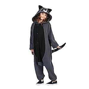 WOTOGOLD Animal Cosplay Costume Racoon Unisex Adult Pajamas ,Medium,Gray