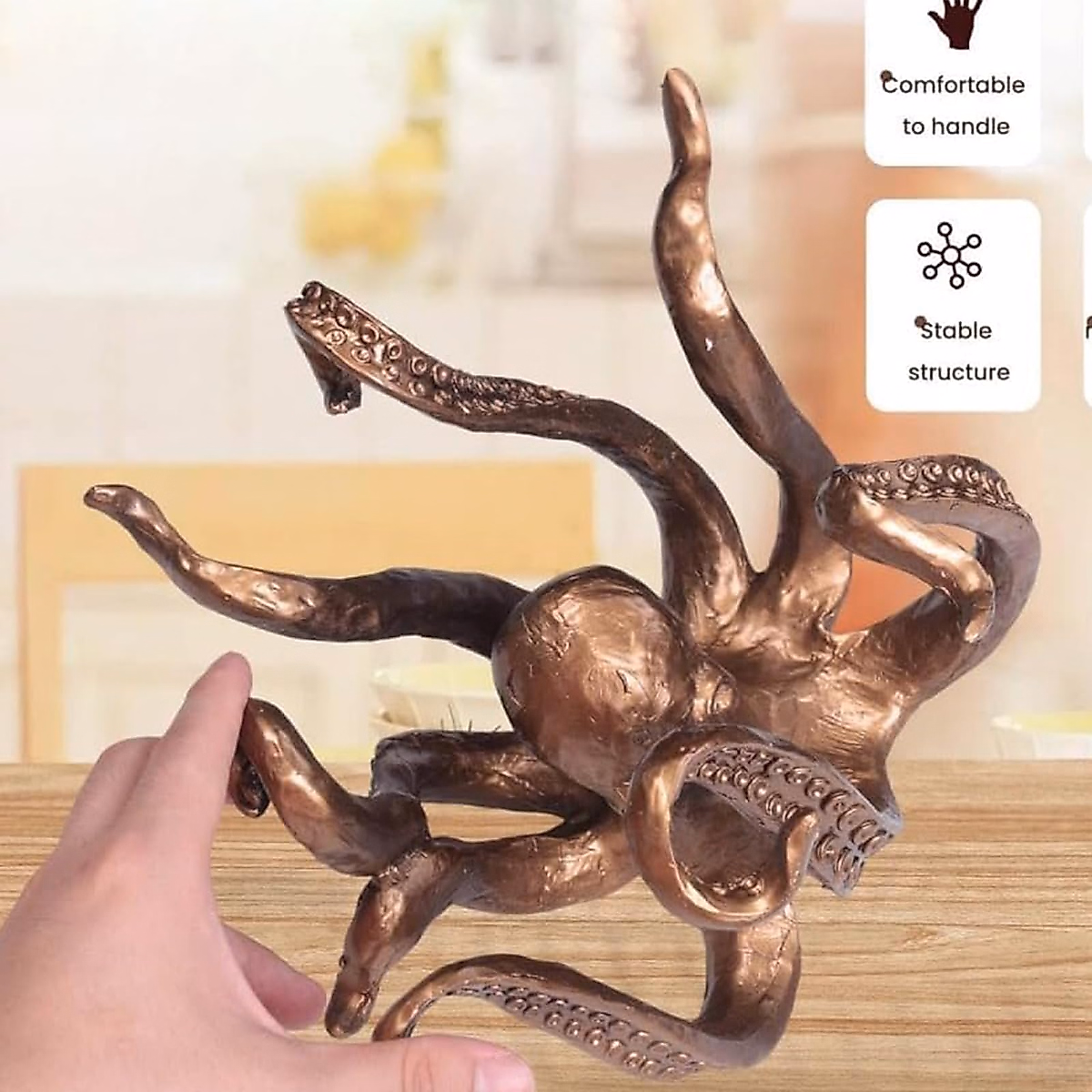 fencyatt Octopus Mug Holder, Octopus Coffee Mug Holder, Octopus Mug Holder for Counter Top, Octopus Cup Holder, Octopus Coffee Cup Holder, Kitchen Dining Bar Statue Accessory, Retro Resin (Copper)