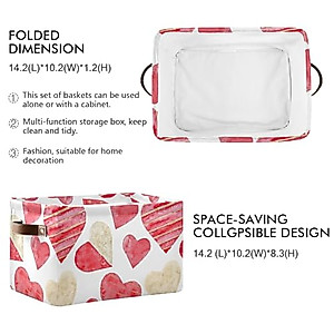 Valentines Day Love Hearts Storage Basket Bins Foldable Decorative Storage Box Laundry Hamper Baskte Storage for Playroom Living Bed Room Office Clothes Nursery,1 pcs