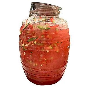 Made In Mexico Vitrolero Aguas Frescas Tapadera Water Jug Juice Beverage Container With Lid & 16oz Ladle Combo, 5-Gallon 20L - Clear, Party Fiesta Catering - BPA Free Food Grade Plastic