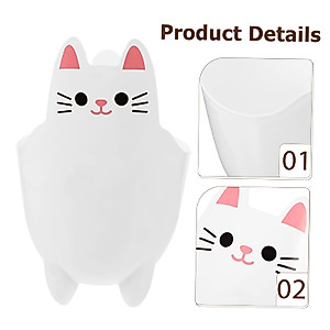 ULTECHNOVO cat Shaped Trash can Desktop Garbage can Desktop cat Decoration Desk Pencil Holder Mini Table Garbage bin Desk Trash can Mini Trash bin Towel Rack Office White Cartoon pp