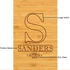 Custom Personalized Engraved Bamboo Cheese/Charcuterie Cutting Board with Ceramic Bowls, Cheese Tools & Cheese Markers-Designed & Quality Checked in USA