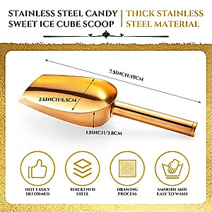 Roshtia 12 Pieces Gold Ice Scoops 5 oz Stainless Steel Mini Scoop Candy Scoops for Kitchen Dispenser Buffet Jars, Scooping Coffee Bean, Sugar, Flour, Spice