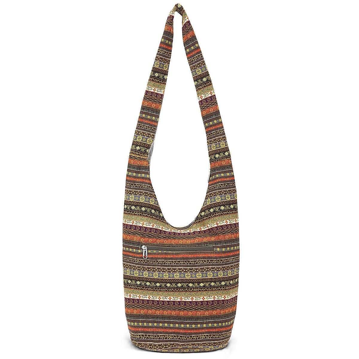 Women Shoulder Handbags Fashion canvas Hippie Crossbody Bags Bohemian Animal Prints Hobo Bags (Green-Orange)