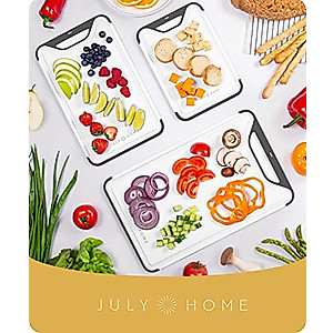 Cutting Boards for Kitchen - Plastic Cutting Board Set of 3, Dishwasher Safe Cutting Boards with Juice Grooves, Thick Chopping Boards for Meat, Veggies, Fruits, Easy Grip Handle, Non-Slip (Black)
