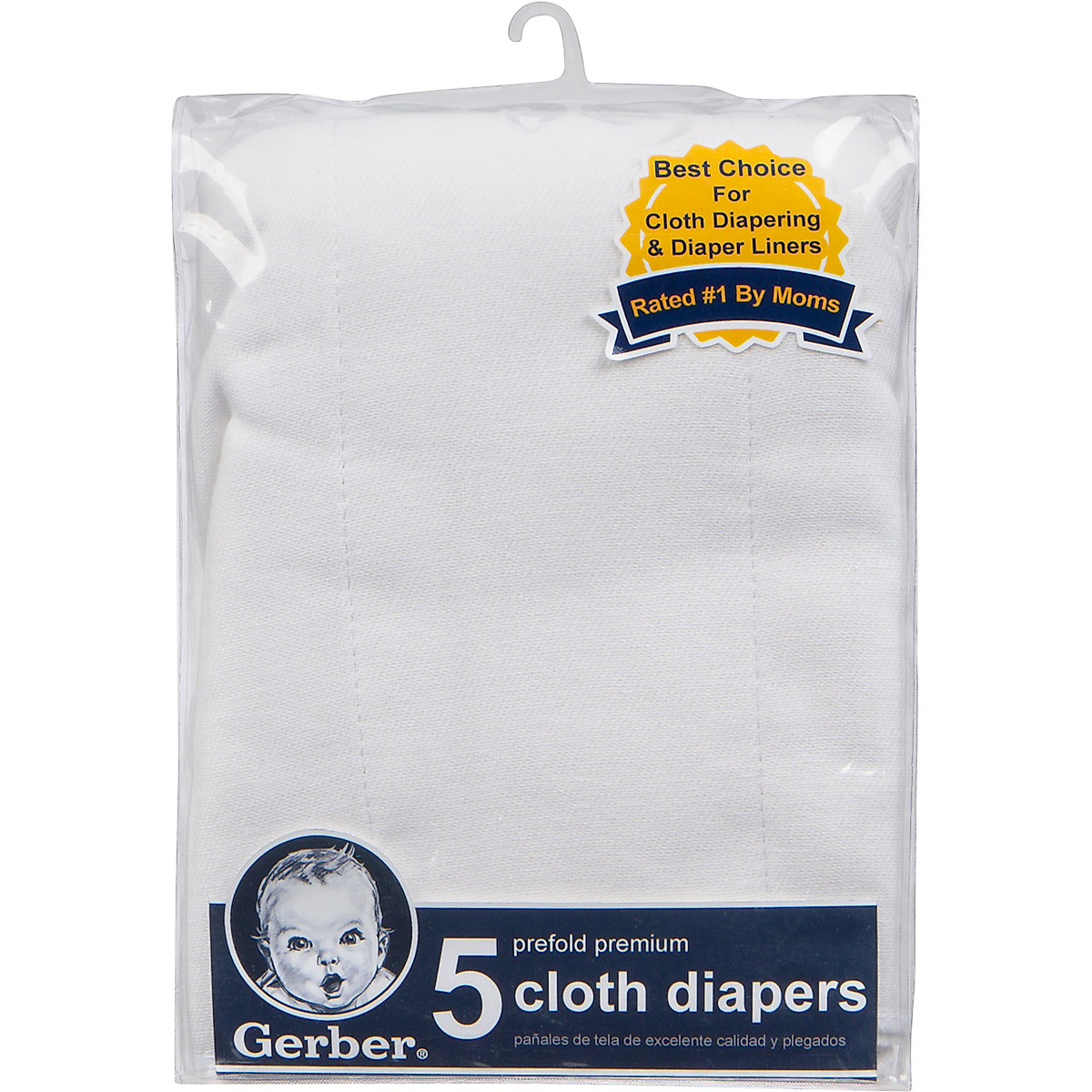 Gerber Prefold Gauze Diaper, White, 5 Count