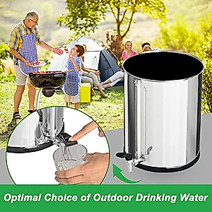 Gravity-Fed Water Filter System, 2.25 Gallon Stainless-Steel Filter Filtration Bucket with 2 Filters, 1 Brass Tap, 1 Water-Level Measuring Post for Home Camping Travel Outdoor Activities Emergencies