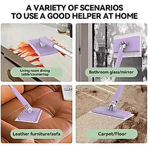 Automatic Cloth Changing Mini Mop, Automatic Mini Mop with 360°Rotating Head, Hands-Free Mini Mop Compatible with Face Towels,for Bathroom & Kitchen (White, 71cm/27.9in)