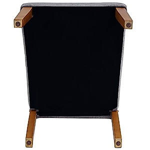 JT Retro Floral Fabric Natural Wooden Leg Dining Room Chair Kitchen Chairs, Set of 2 (Grey)