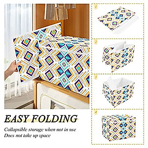 CaTaKu Aztec Tribal Ethnic Storage Bins with Lids and Handles, Fabric Large Storage Container Cube Basket with Lid Decorative Storage Boxes for Organizing Clothes