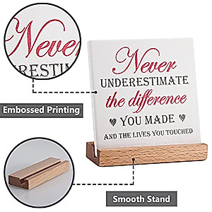 Happy Retirement Appreciation Gifts For Women, Boss Lady Gifts for Women, Office Plaque Sign Gift for Colleagues Coworkers- Never Underestimate The Difference You Made and The Lives You Touched