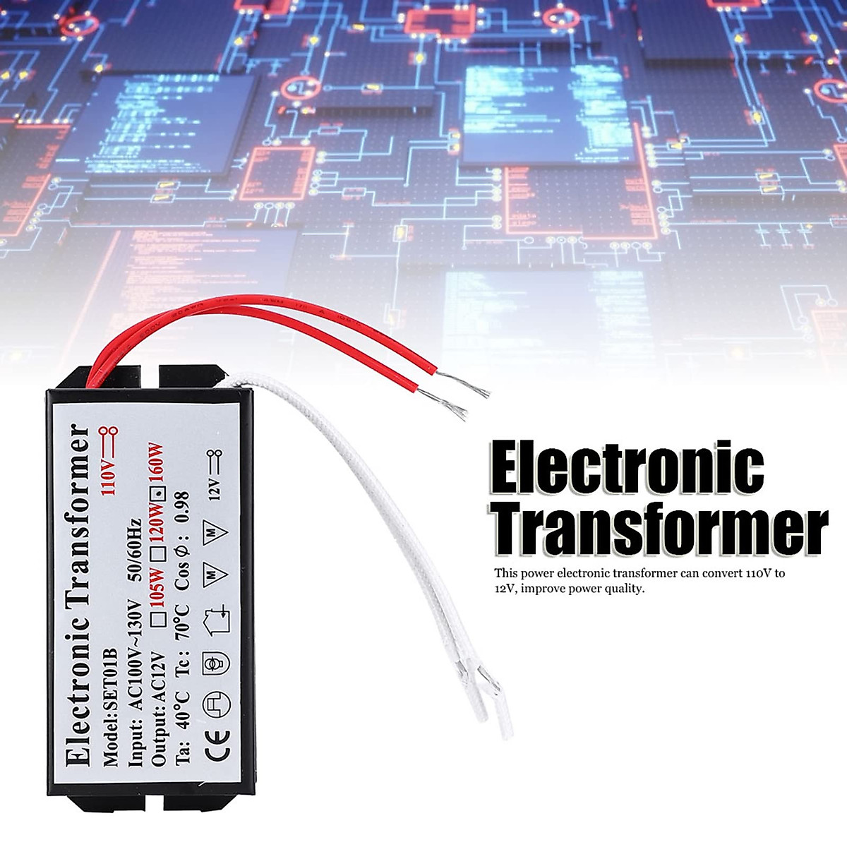 160W Electronic Transformer,AC110V to AC12V Power Supply Electronic Transformer for Halogen Lamp Beads