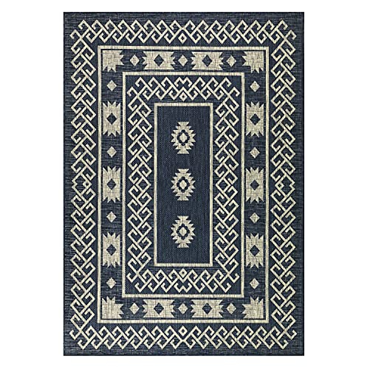 Antep Rugs Patio 8x10 Outdoor/Indoor Southwest Aztec Native Area Rug (Blue, 7'10" x 10')