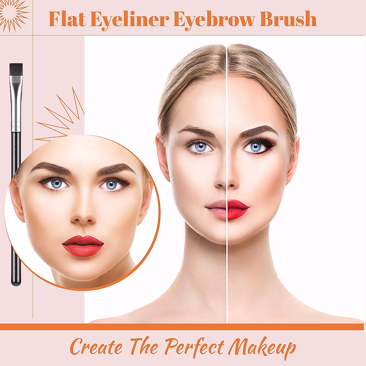 Nuogo 12 Pieces Flat Eyeliner Eyebrow Concealer Brush Flat Definer Eyebrow Brush Firm Stiff Thin Synthetic Bristle Concealer Brush Eyeliner Brush Applicator with Gel Powder Cream Cake Makeup for