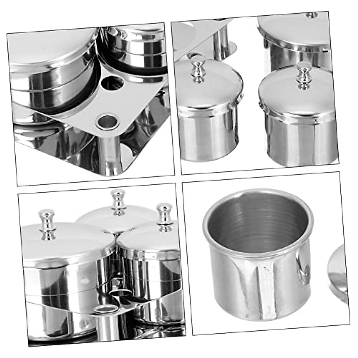 NIYANGLE 5 Sets Nail Dappen Dish Nail Holder Guasha Tool Metal Tray Nail Tool Kit Uñas Acrilicas Nail Art Use Cup Nail Art Cleaning Tool Nail Liquid Holder Nail Brush Nail Polish Bracket