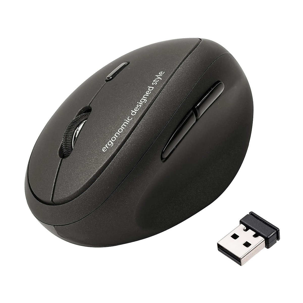 SANWA 2.4G Wireless Ergonomic Mouse, Optical Vertical Ergo Mice for Small Hands, Reduce Wrist Strain, 800/1200/1600 DPI, 5 Buttons, Compatible with MacBook, Laptop, Windows, Mac OS, Black