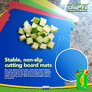 Zip-n-Store - Chop-n-Fill - Flexible Chopping Mats, BPA-Free, Non-Slip, Dishwasher-Safe - Multipurpose Kitchen Cutting Boards - Set of 5