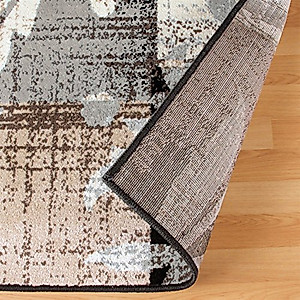 SUPERIOR Indoor Area Rug, Jute Backed, Perfect for Hallway, Entryway, Office, Living/Dining Room, Bedroom, Kitchen, Floor, Modern Floral Patchwork Decor, Pastiche Collection - 2ft x 3ft , Beige