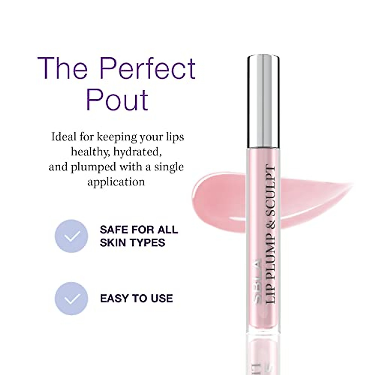 SBLA Beauty Lip Plump & Sculpt, Hydrating Lip Plumper Gloss, Instantly Plumps Lips & Creates Fuller Pout, Baby Glow (Light Pink), 0.11 Oz