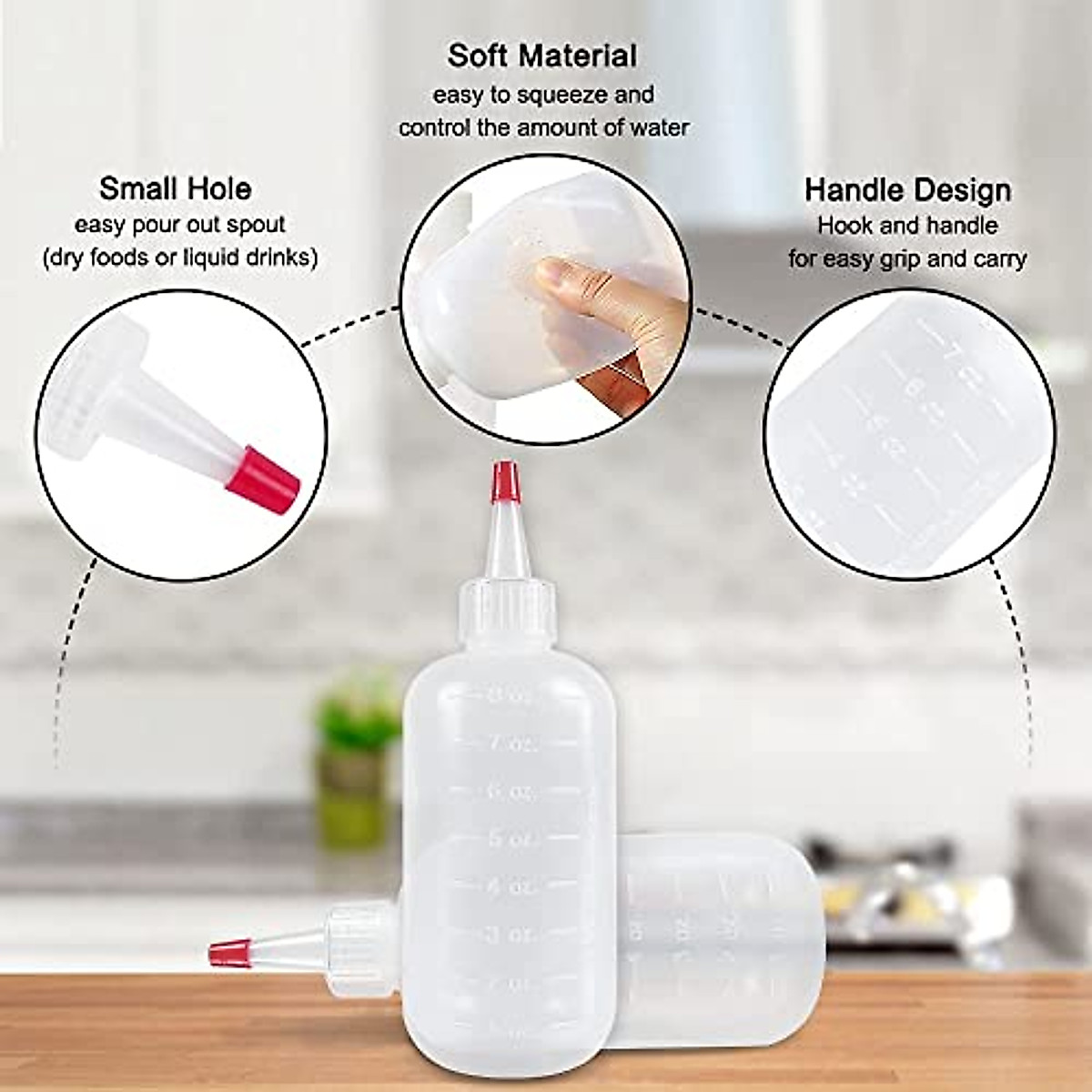 seewavom 10 Pack 4 Ounce Plastic Squeeze Bottles With Caps Plastic Small Dispensing Bottles Crafts, Art, Glue, Kitchen