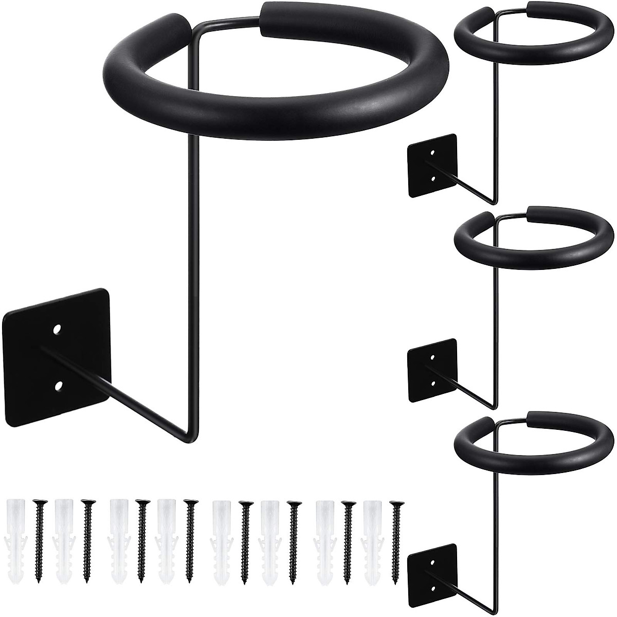 Frienda Wall-mounted Motorcycle Accessories Black Helmet Holders Metal Multifunctional Helmet Racks with Sponge Tubes and Expansion Screws for Basketball Hat Cap(4 Pieces)