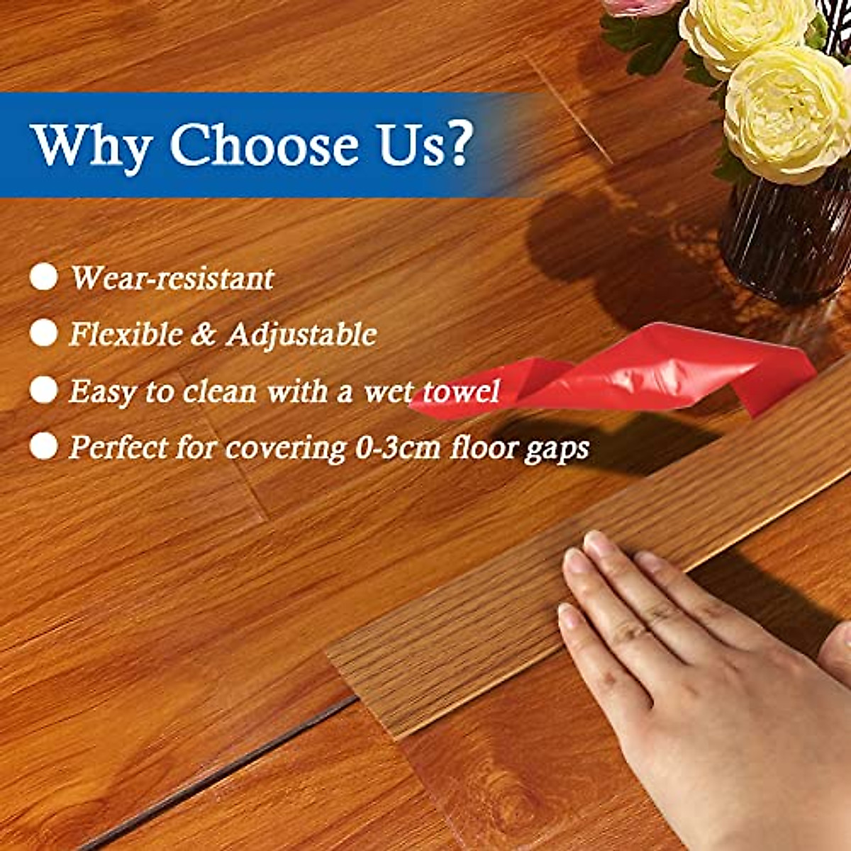 Floor Transition Strip Floor Cover Strips Self Adhesive Flooring Transitions Laminate Floor Strip 2" Wide Vinyl Floor Flat Divider Strip Elegant Wood Grain Design (10Ft, Light Brown)