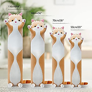Colixpet Cat Plush Soft Long Body Pillow, Cute Cat Stuffed Animals Cuddly Plushies Kitten Plush Throw Pillow Doll Toy Gift for Christmas Birthday Girls Boys Brown 50cm/19.68Inch