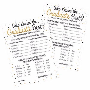 DISTINCTIVS Who Knows The Graduate Best, Graduation Games for Parties - 25 Count