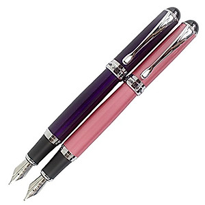 Sipliv 2PCS Jinhao X750 Fountain Pen in 2 Colors with Ink Refill Converter, Purple & Pink