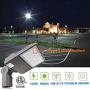 ECCFUTLL 150W Outdoor LED Parking Lot Light with Slipfitter Mount, 5000K LED Area Light with Dusk to Dawn Photocell, 100-277V 21000LM[400-500W HPS/HID Equiv] ETL LED Commercial LED Flood Light