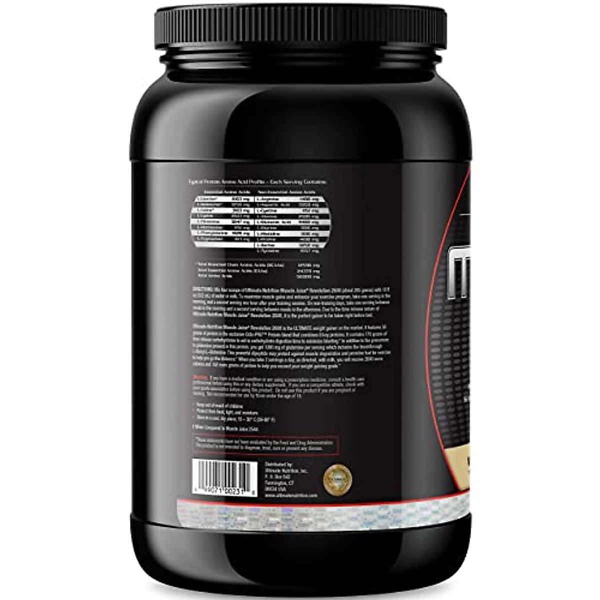 Ultimate Nutrition Muscle Juice Revolution 2600 Weight Gainer, Intestinal Health, and Muscle Recovery with Glutamine, Micellar Casein and Time Release Complex Carbohydrates, Vanilla Protein Powder, 4.69 Pounds