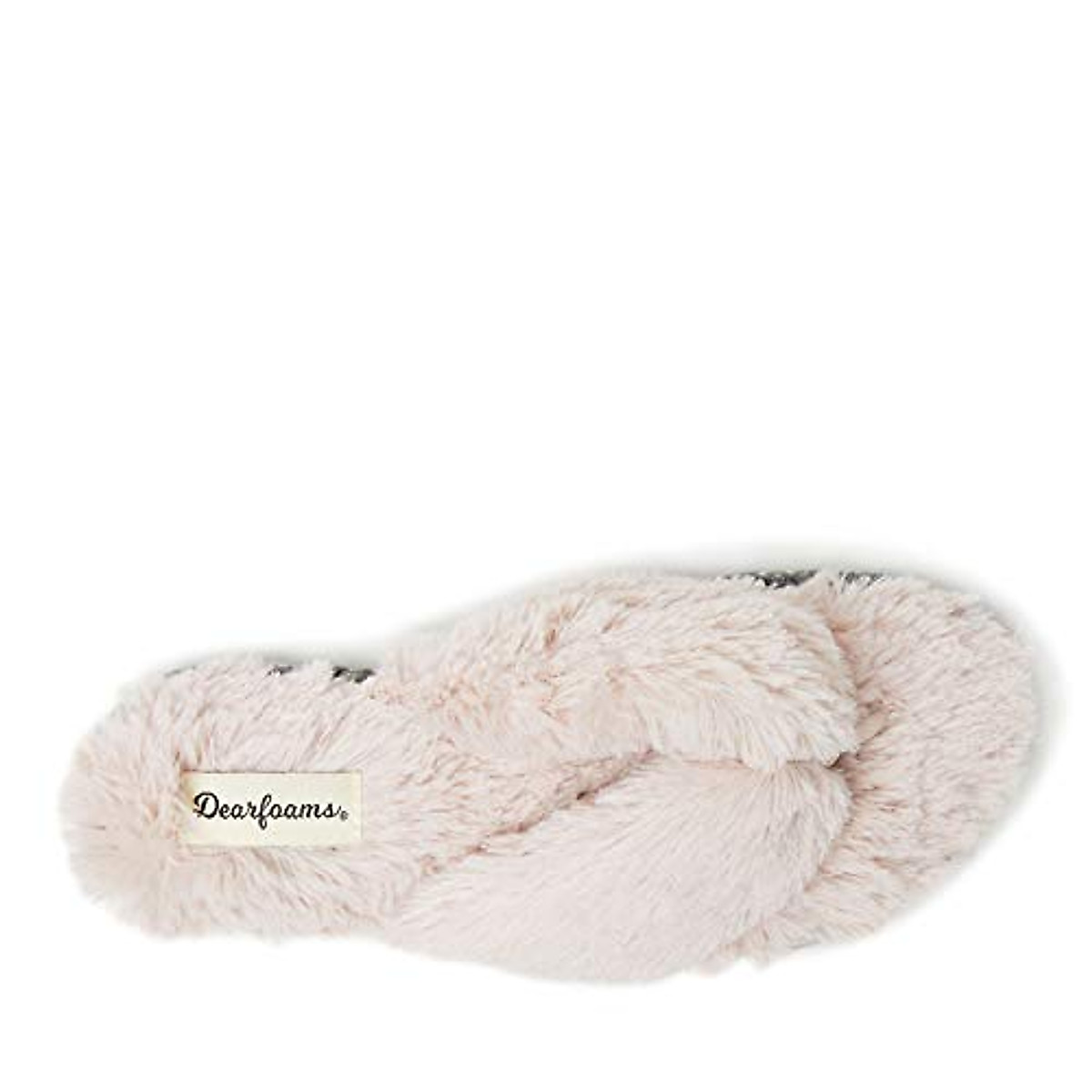 Dearfoams womens Marie Furry Thong Slipper, Dusty Pink, Large US