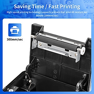 NetumScan 80mm POS Receipt Printer 300mm/s USB Thermal Receipt Printer with Auto Cutter Cash Drawer, USB Ethernet Interface, Support Windows/Mac/Linux, Restaurant Kitchen Printer for ESC/POS