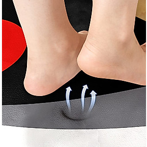 Red and Black Kitchen Rugs and Mats Abstract Art Kitchen Decor Set of 2 Kitchen Floor Mat Non-Slip Backing Washable Kitchen Rugs Set for Home Office Laundry (Red Black, 17"x29.5"+17"x47")