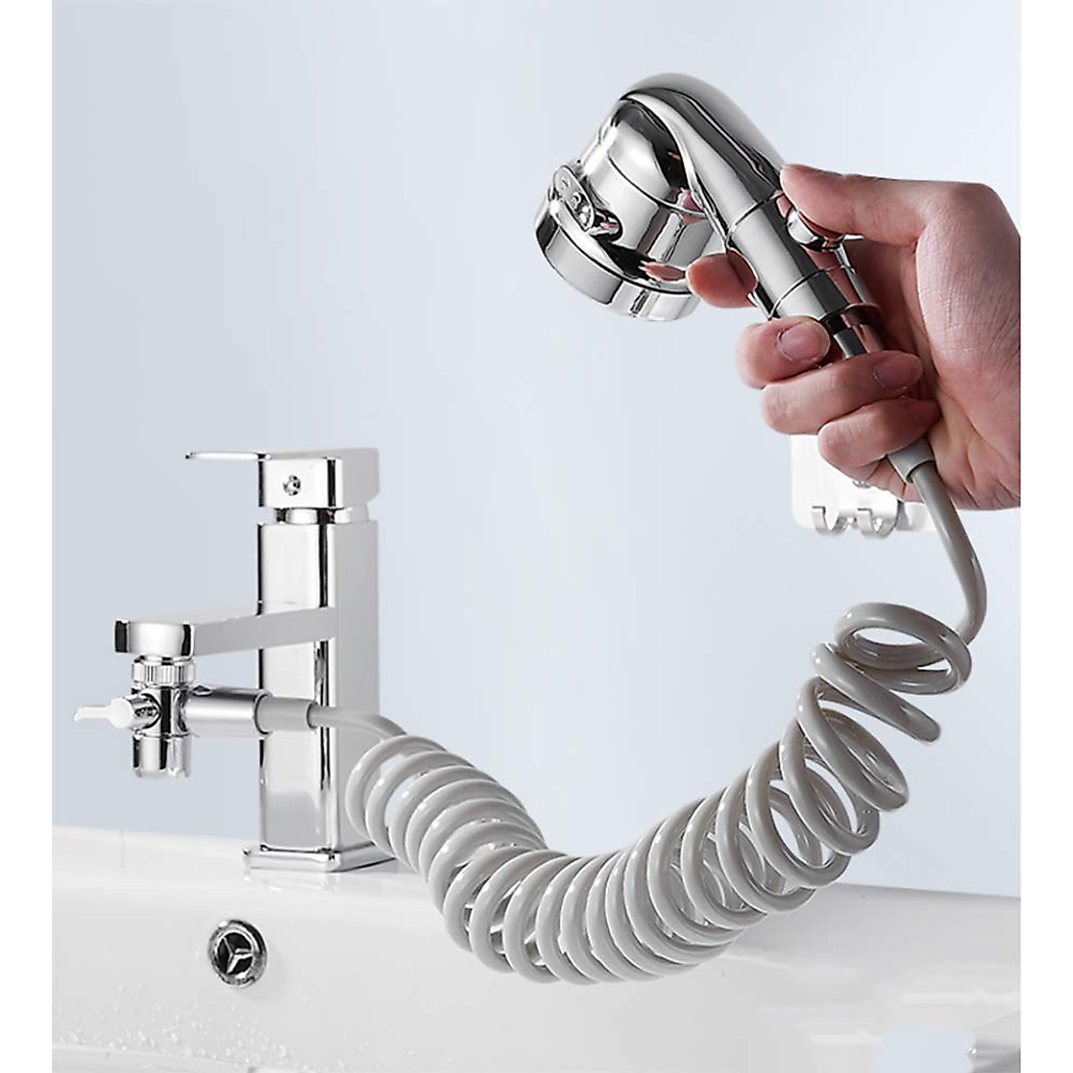 FLYYQMIAO Sink Faucet Hose Sprayer for Hair Washing Bathroom Sink Sprayer Rinser Attachement for Pet Dog Shower, Bathtub Faucet Shower Head Replacement for Baby Bath with 3 Settings & On Off Switch