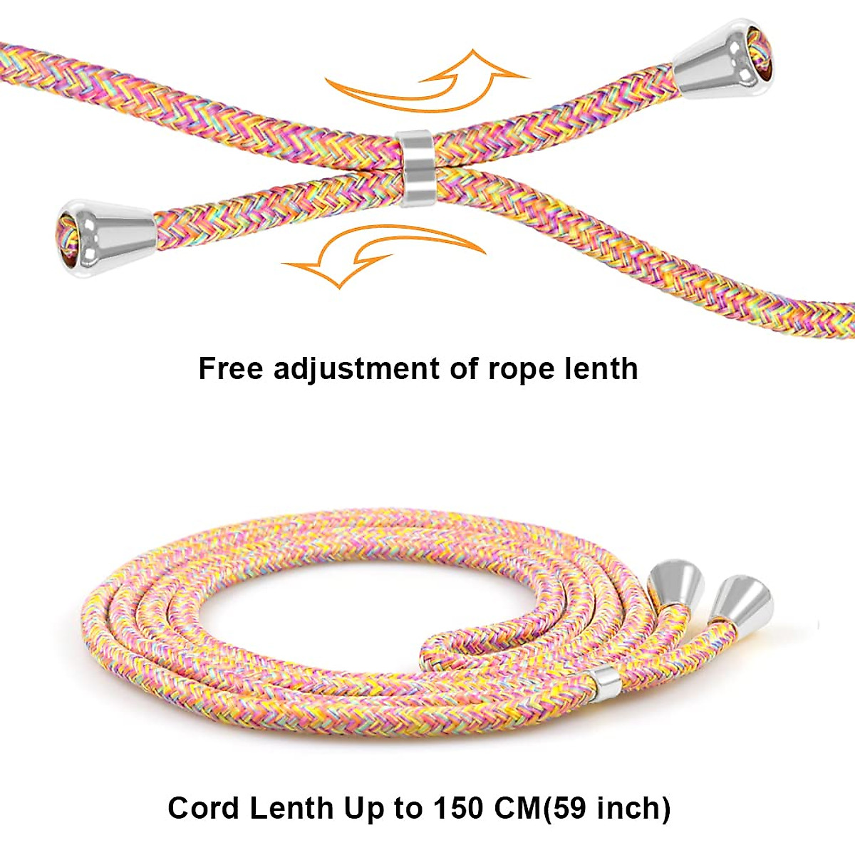 YESPURE for iPhone XR Case Clear Neck Hanging Adjustable Shoulder Lanyard Crossbody Phone Cover Women Girls Soft TPU Slim Protective Strap Mobile Case for iPhone XR - Rainbow