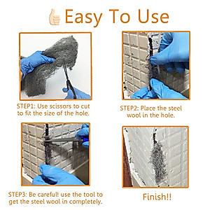 Steel Wool Mice Control, 2 Pack 3" x10 Ft Hole Filler, Gap Blocker, Barrier, Protect Against Animals in Holes Holes, Siding, Pipeline, Vents for Garden, House, Garage