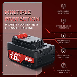 GROWFEAT 2Pack 7.0Ah Battery Replacement for Porter Cable 20V Battery + PCC692L Charger Replacement, Compatible with PCC685L PCC680L PCC682L PCC685LP for 20-Volt Lithium-ion Battery