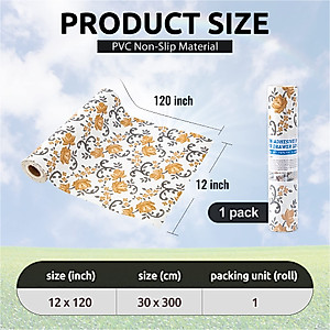 FIFTY FEET 12X120 Inch Shelf Liner for Kitchen Cabinets, PVC Drawer Liner for Dresser Non-Slip Bathroom, Non-Adhesive Cabinet Liner Washable (Yellow Floral)(1 Roll)