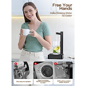 Desktop Water Dispenser,Rechargeable Desktop Water Bottle Dispenser, Portable Bedside Water Dispenser for 5 Gallon Bottle, 2000mAh Countertop Automatic Water Dispenser Water Jug Pump (Black)