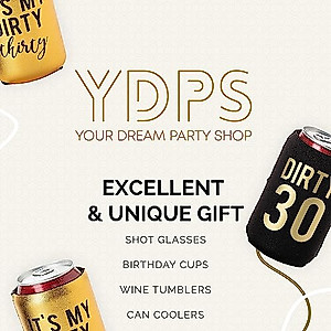 Dirty Thirty Decorations, 30th Birthday Can Coolers and 1 METALLIC Gold"It's My Dirty 30" Cooler, Set of 12, Black and Gold 30th Birthday Can Cooler, Perfect for Birthday Parties,Birthday Decorations!