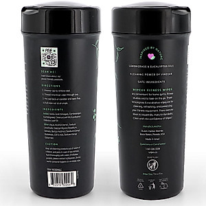 Wipex Natural Wipes for Fitness in Lemongrass & Eucalyptus, Gyms, Yoga, Peloton Cycles, Treadmills and Home, 75 Count (Pack of 4)