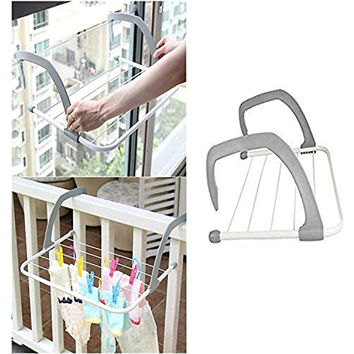 ZyHMW Clothes Airer 1PC Folding Adjustable Drying Rack Clothes Outdoor Pole Airer Balcony Telescopic，Folding Airer (Size : 50x28cm) (Size : 55x34cm)