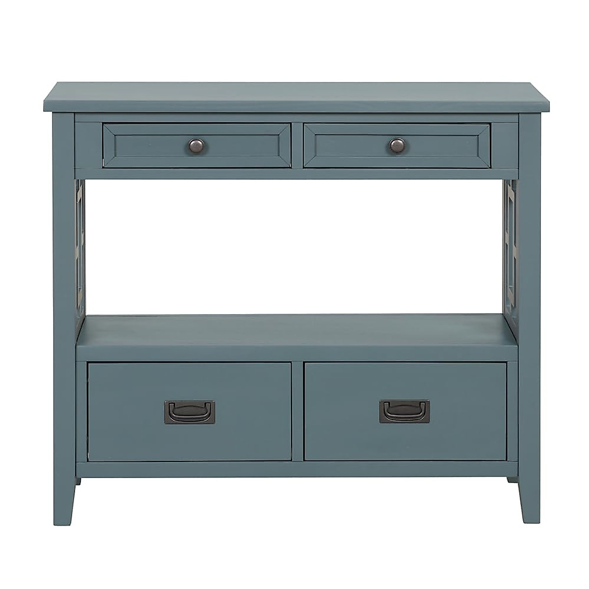 Yone jx je 36'' Farmhouse Pine Wood Console Table Entry Sofa Table with 4 Drawers & 1 Storage Shelf for Entryway Living Room Bedroom Hallway Kitchen (Blue)