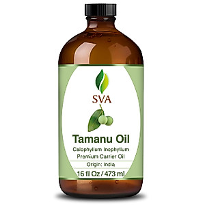 SVA Tamanu Seed Oil - 16 Fl Oz – 100% Natural Cold Pressed Tamanu Oil - for Face, Skin Care, Hair Care, Scalp Massage & Body Massage – Carrier Oil