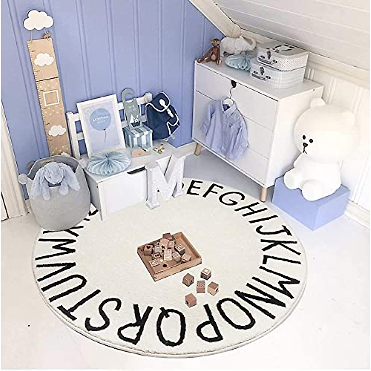 HiiARug ABC Large Area Rug for Nursery Soft Kids Play Mat Round Educational Alphabet Floor Area Rugs Non-Slip for Children Toddlers Nursery Bedroom Living Room